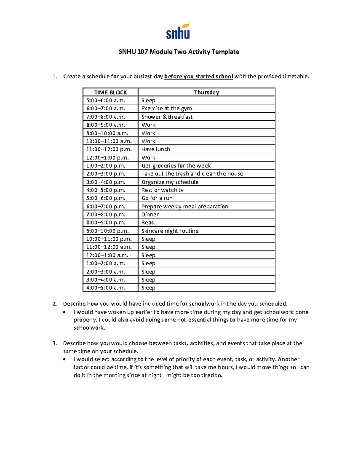 SNHU 107 Module Two Activity Template - SNHU 107 Module Two Activity ...