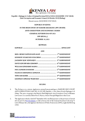 THE Kenyan Legal System - KENYATTA UNIVERSITY SCHOOL OF LAW LPR 104: LEGAL SYSTEMS & METHODS ...