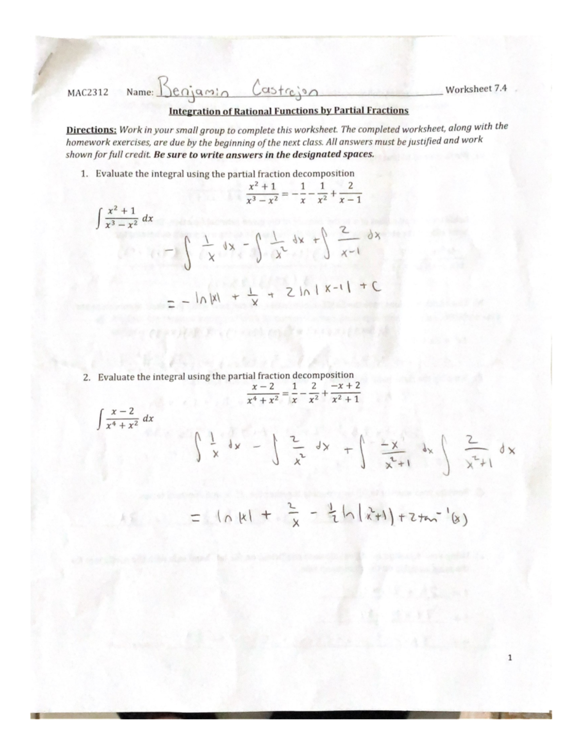 7.4 Hw - Hw for calculus class - MAC 2312 - Studocu