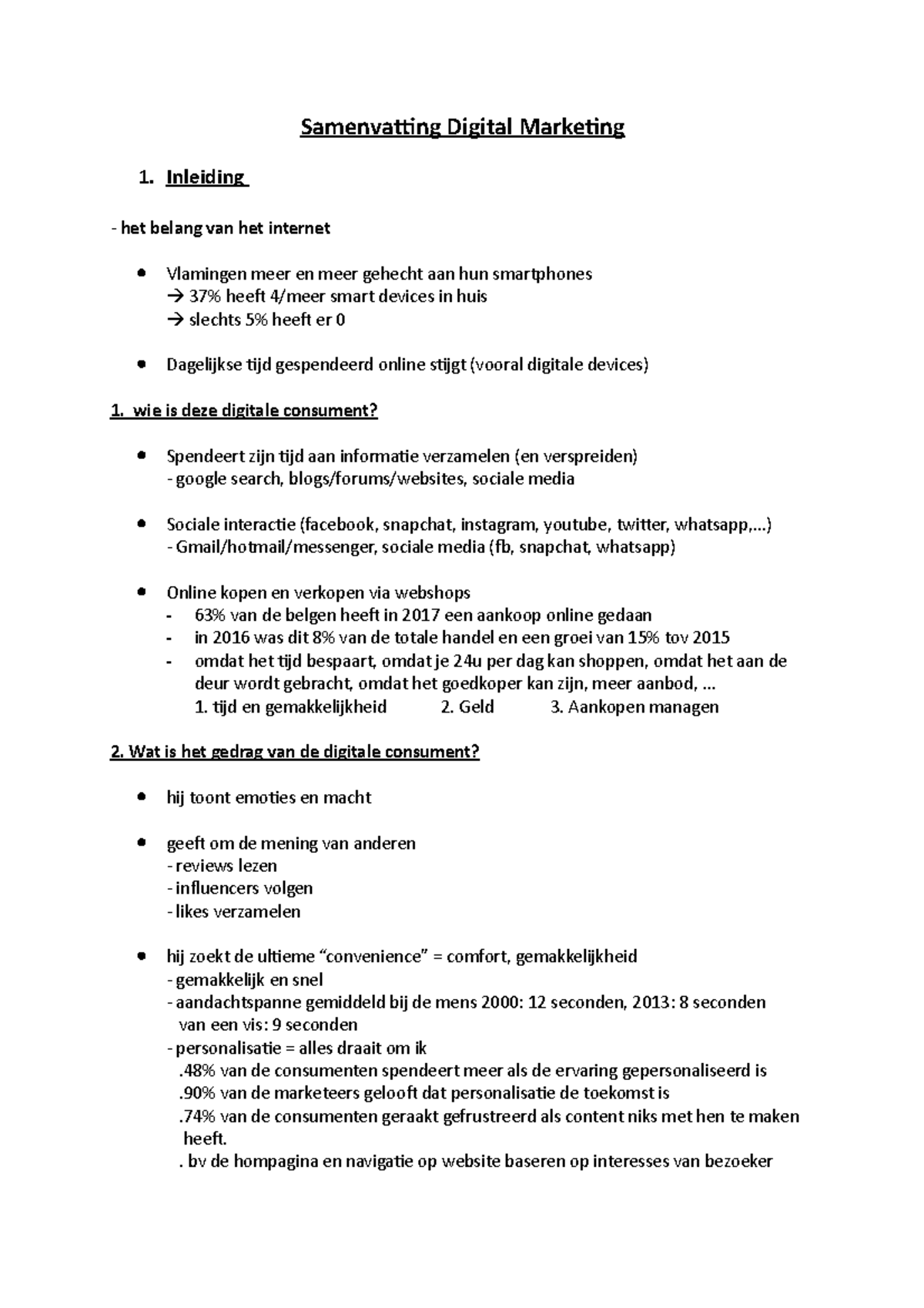 Samenvatting Digital Marketing - Inleiding het belang van het internet ...