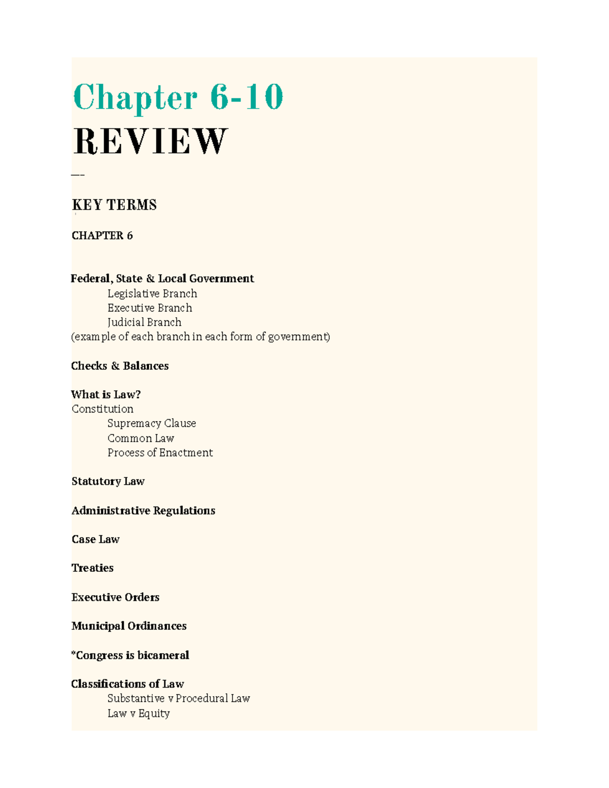 Chapter 6 -10 Review - Chapter 6- REVIEW ___ KEY TERMS CHAPTER 6 ...