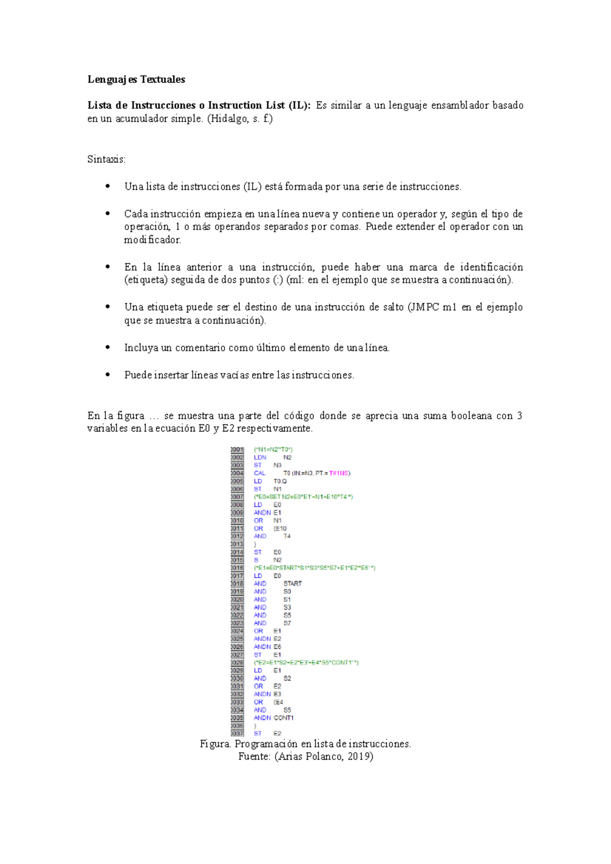 Lenguajes Textuales - Lenguajes Textuales Lista de Instrucciones o ...