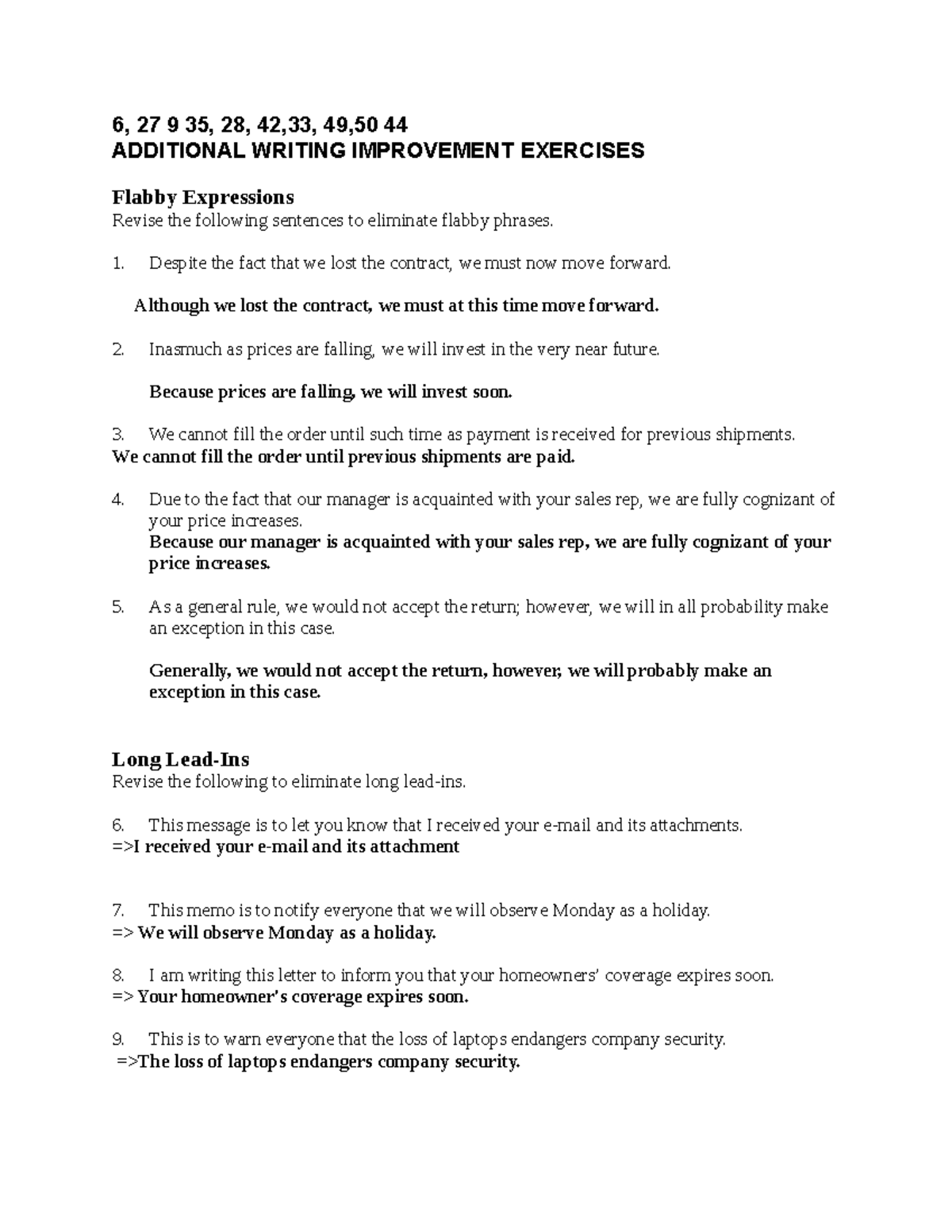 4. Chapter 4 - Additional Writing Improvement Exercises copy - 6, 27 9 ...