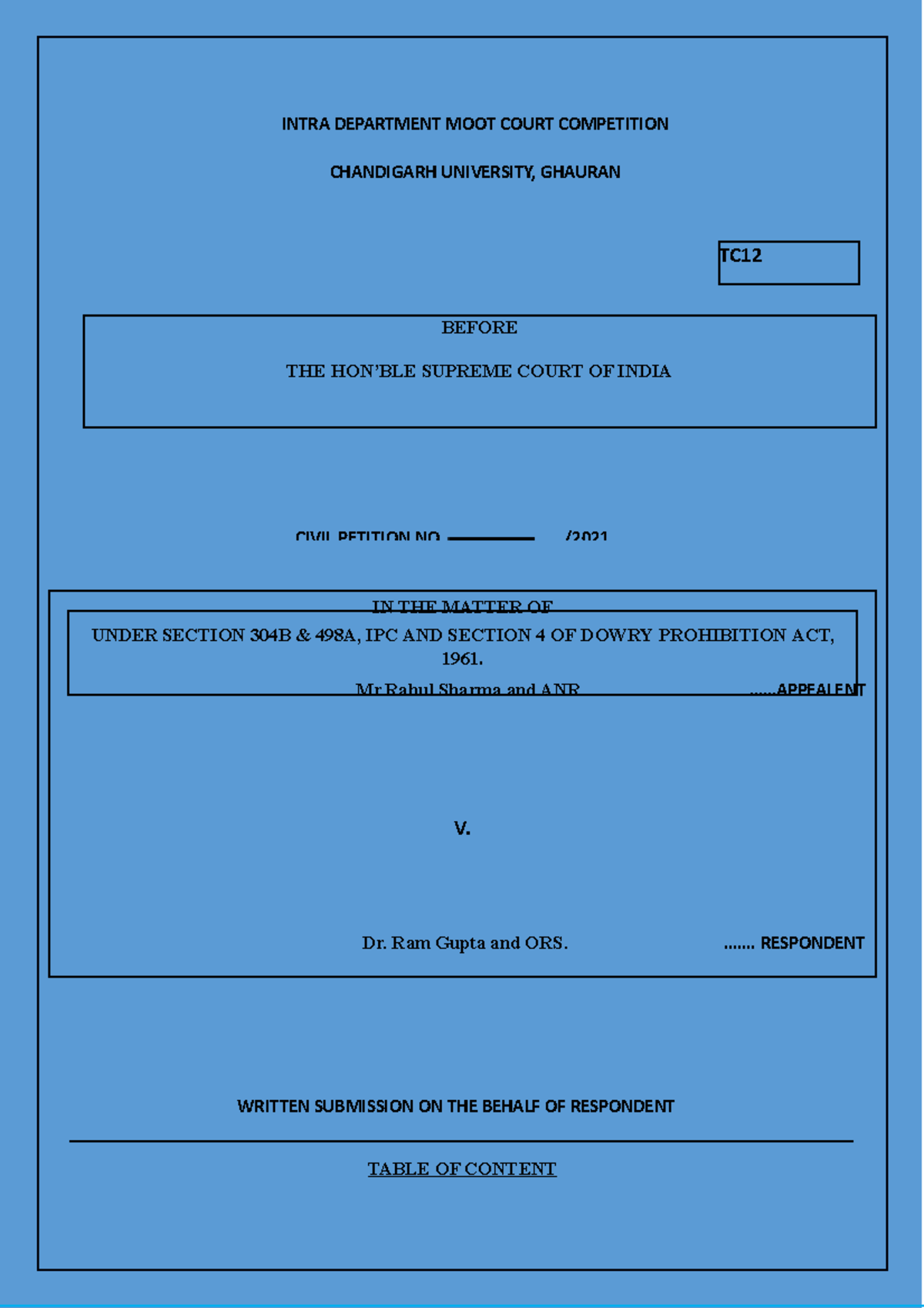 Petitioner - asdasdasda - BEFORE THE HON’BLE SUPREME COURT OF INDIA ...