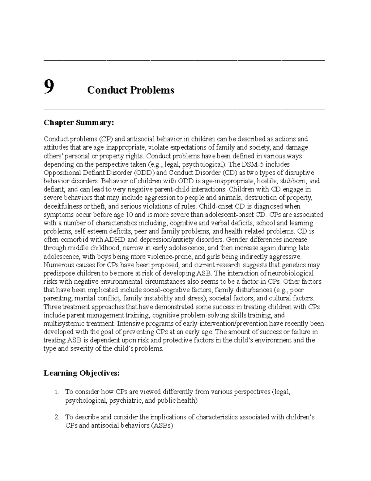 Chapter 9 Outline and Summary