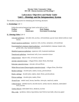 180 Unit II Lab Objectives - Moraine Valley Community College BIO 180 ...