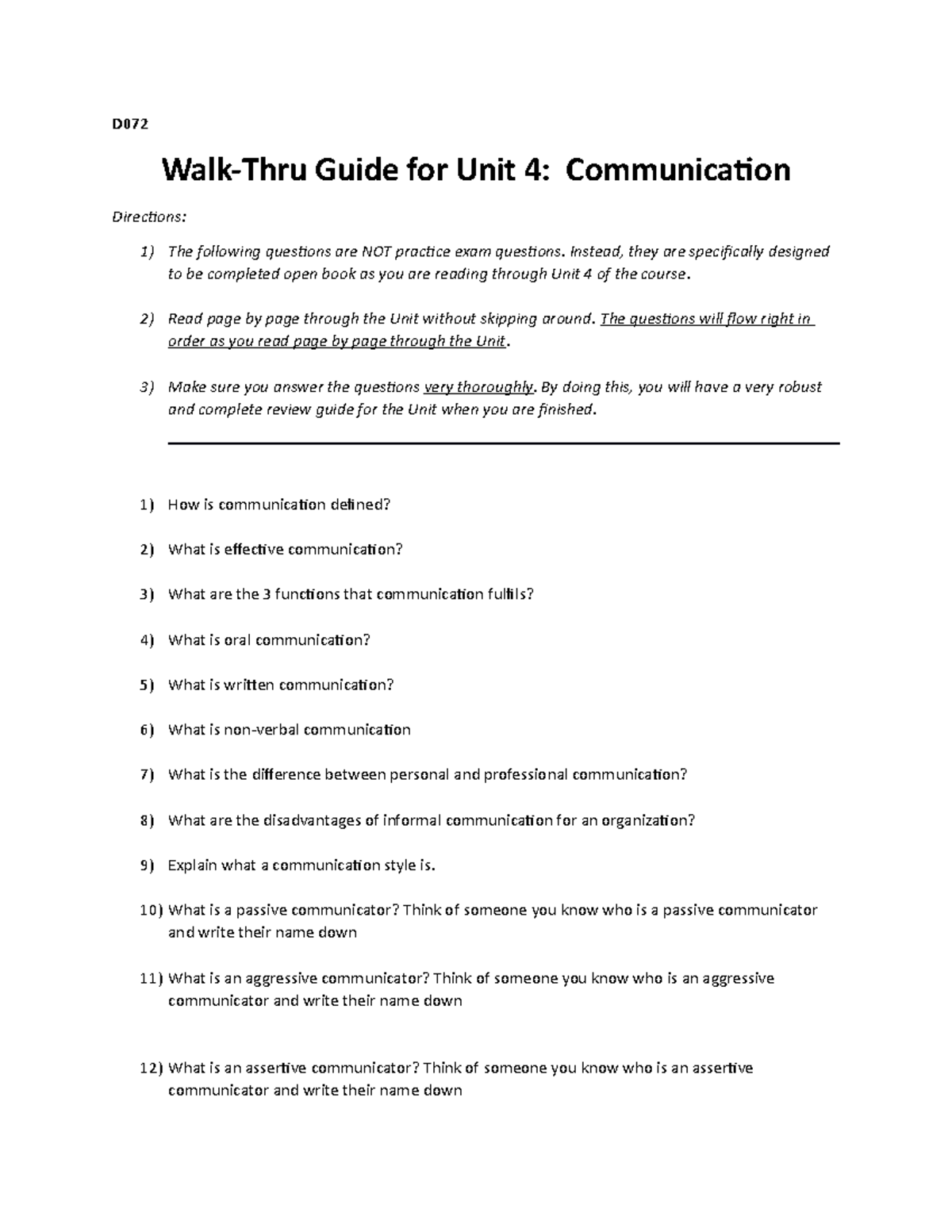 D072 Unit 4 Walk-Thru Guide - Communication - D Walk-Thru Guide for ...