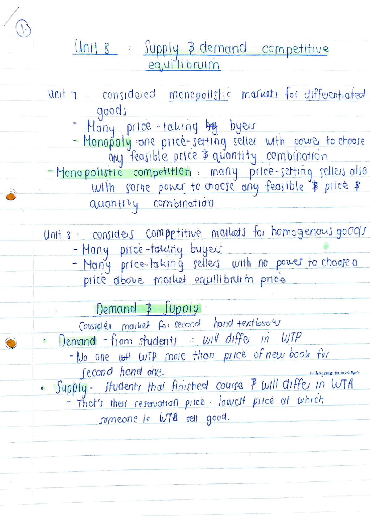Economics Unit 8 (new1) - UnH& Supply p demand Competitlye equiii bruim ...