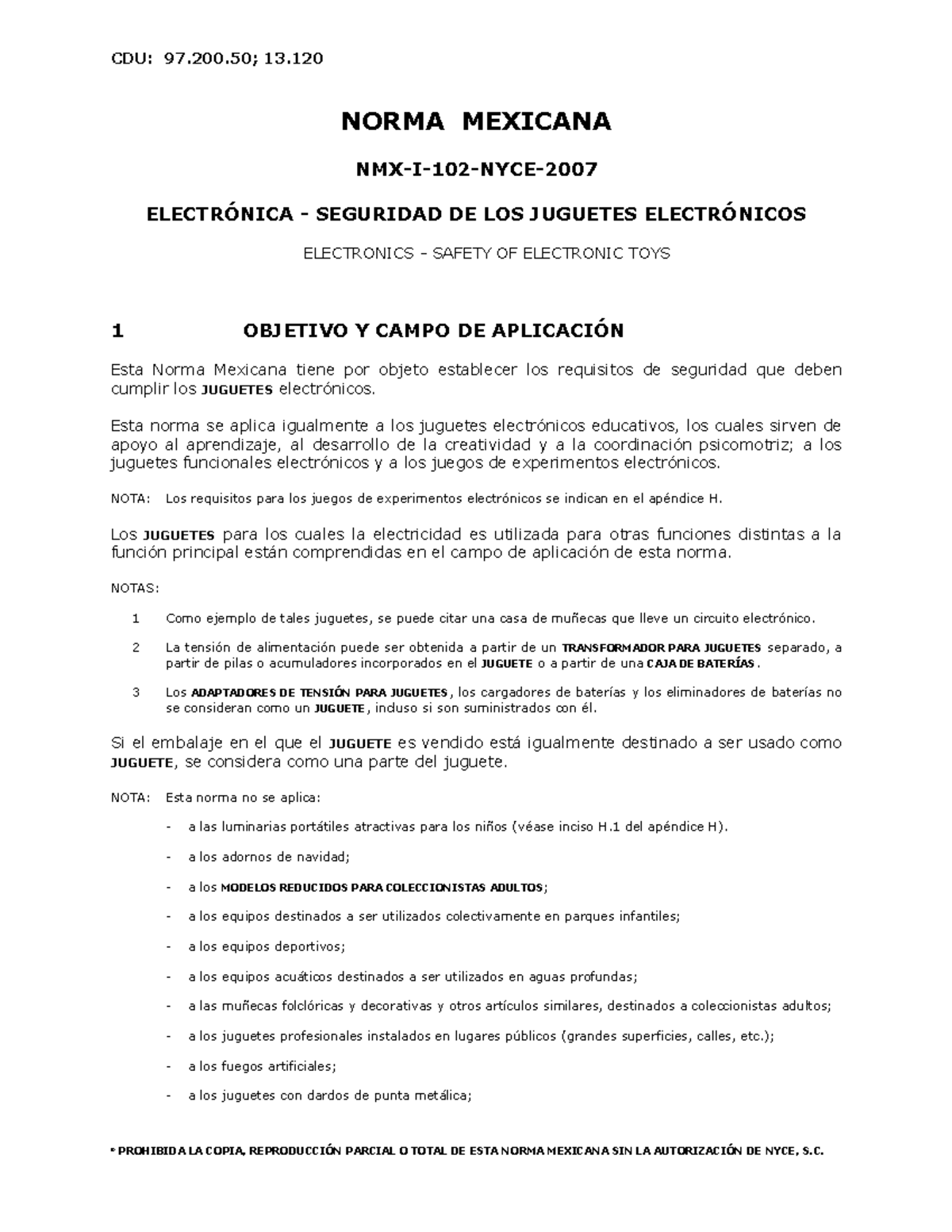 NMX I 102 NYCE 2007 - NORMA DE PRODUCTO ELECTRONICO - CDU: 97.200; 13 ...