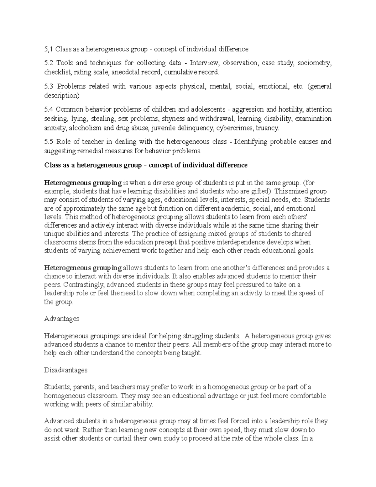 Module 5 - Heterogenous groups, concept of individual differences. - 5 ...