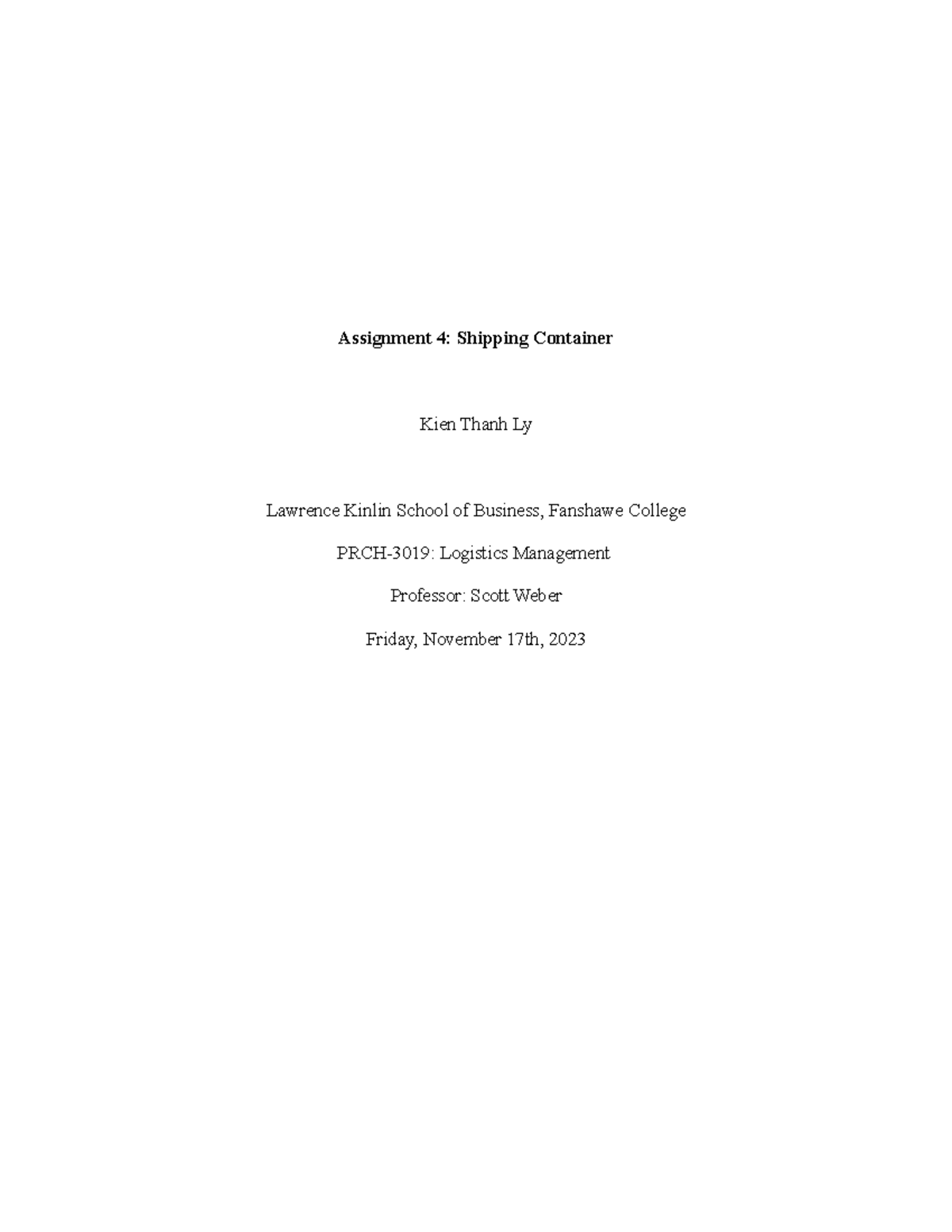 PRCH-3019 Assignment 4 - Shipping Container - Determining the Cube ...