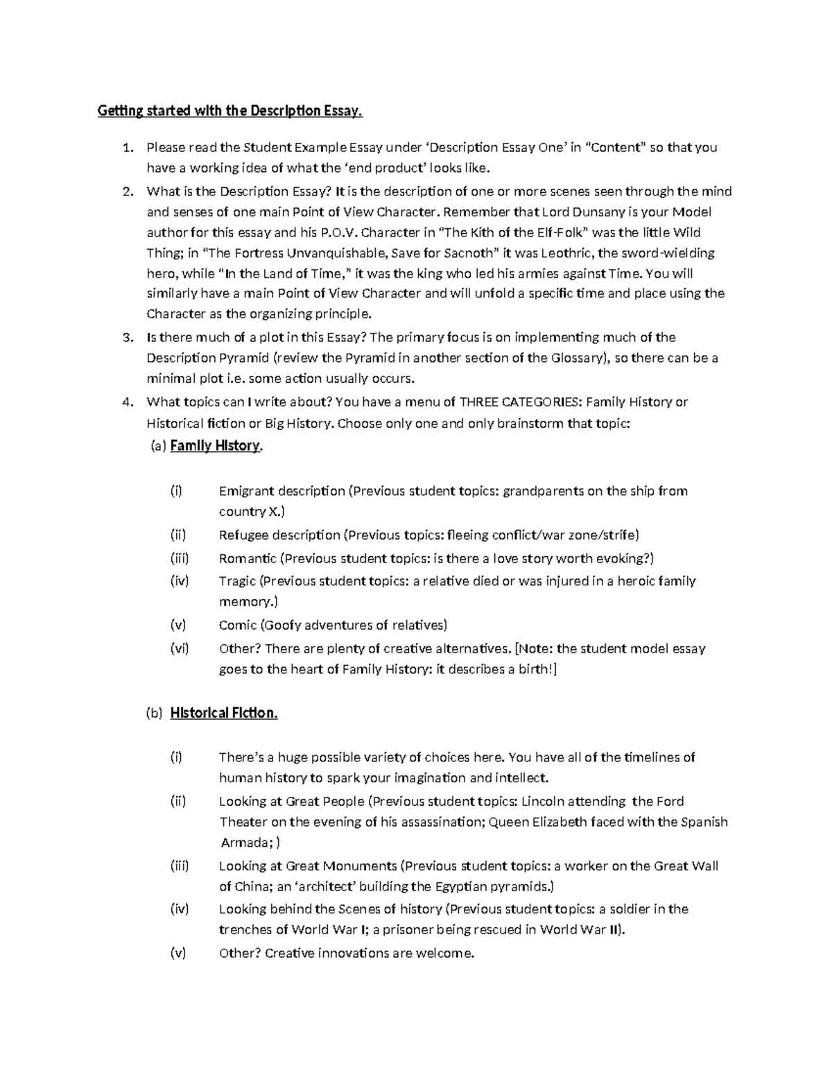 Brainstorming your Description Essay 2023 - Getting started with the Description Essay. 1 ...