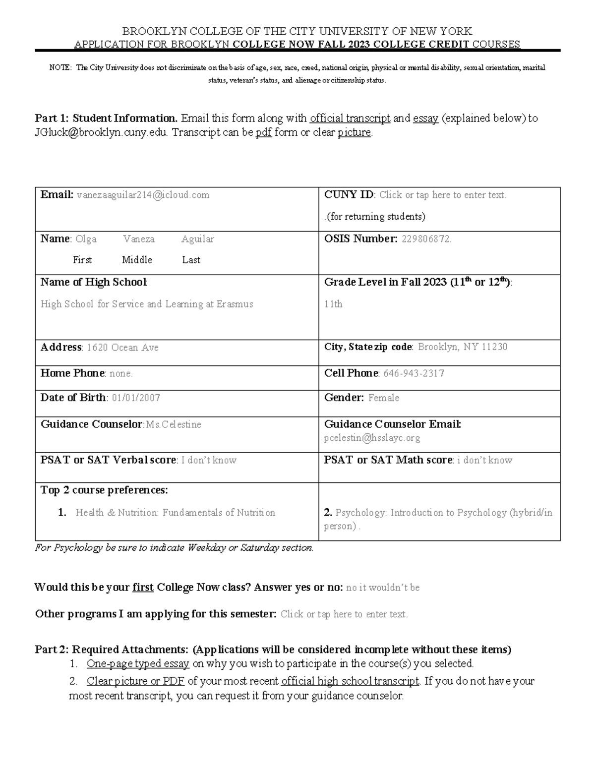 BCCN Fall 23 app - bccn program a lot of a\p\ - BROOKLYN COLLEGE OF THE ...