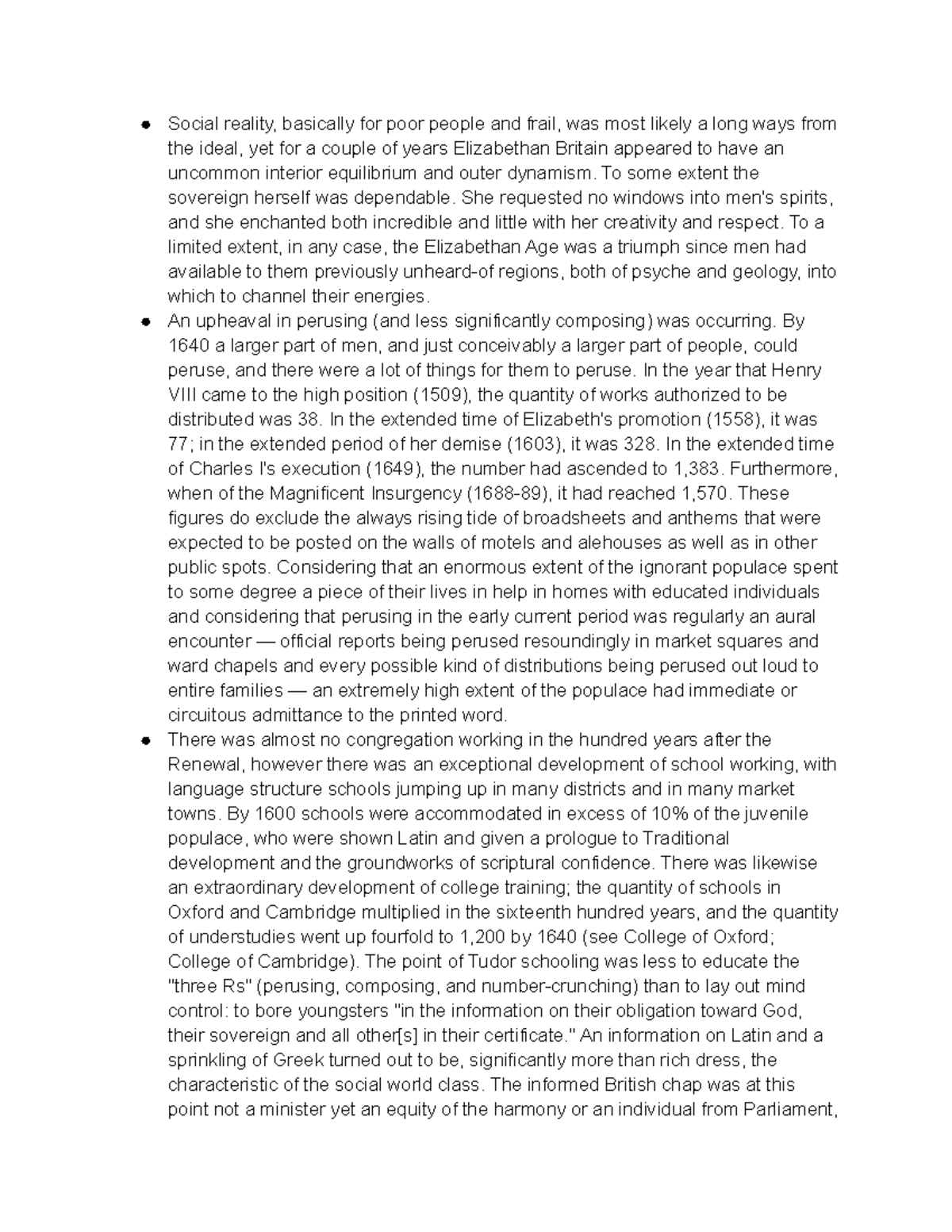 Elizabethan society - Lecture notes from class - Social reality ...