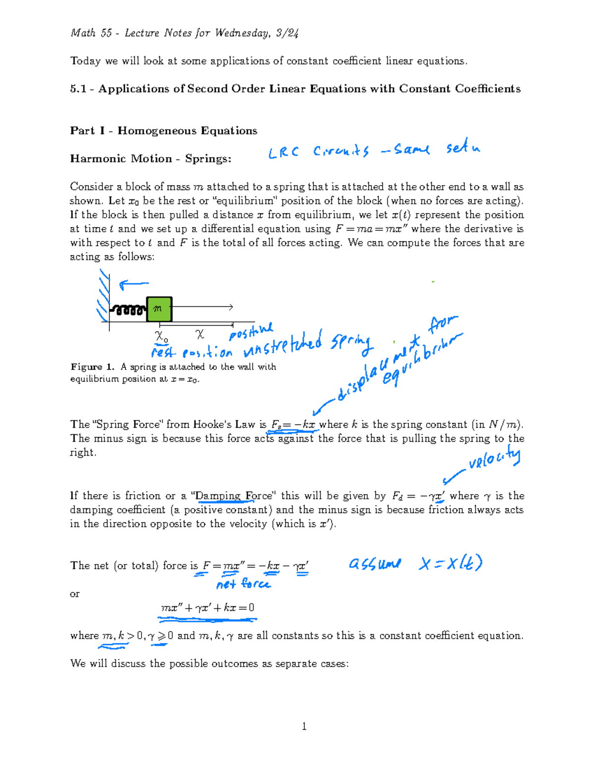 55324 annotated - Prof Patricia Michel - Math 55 - Lecture Notes for ...