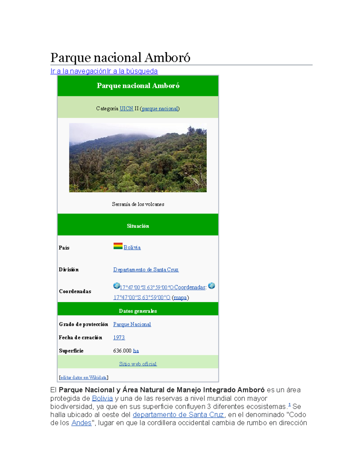 Parque Nacional - Área Protegida Amboró - Parque nacional Amboró Ir a ...