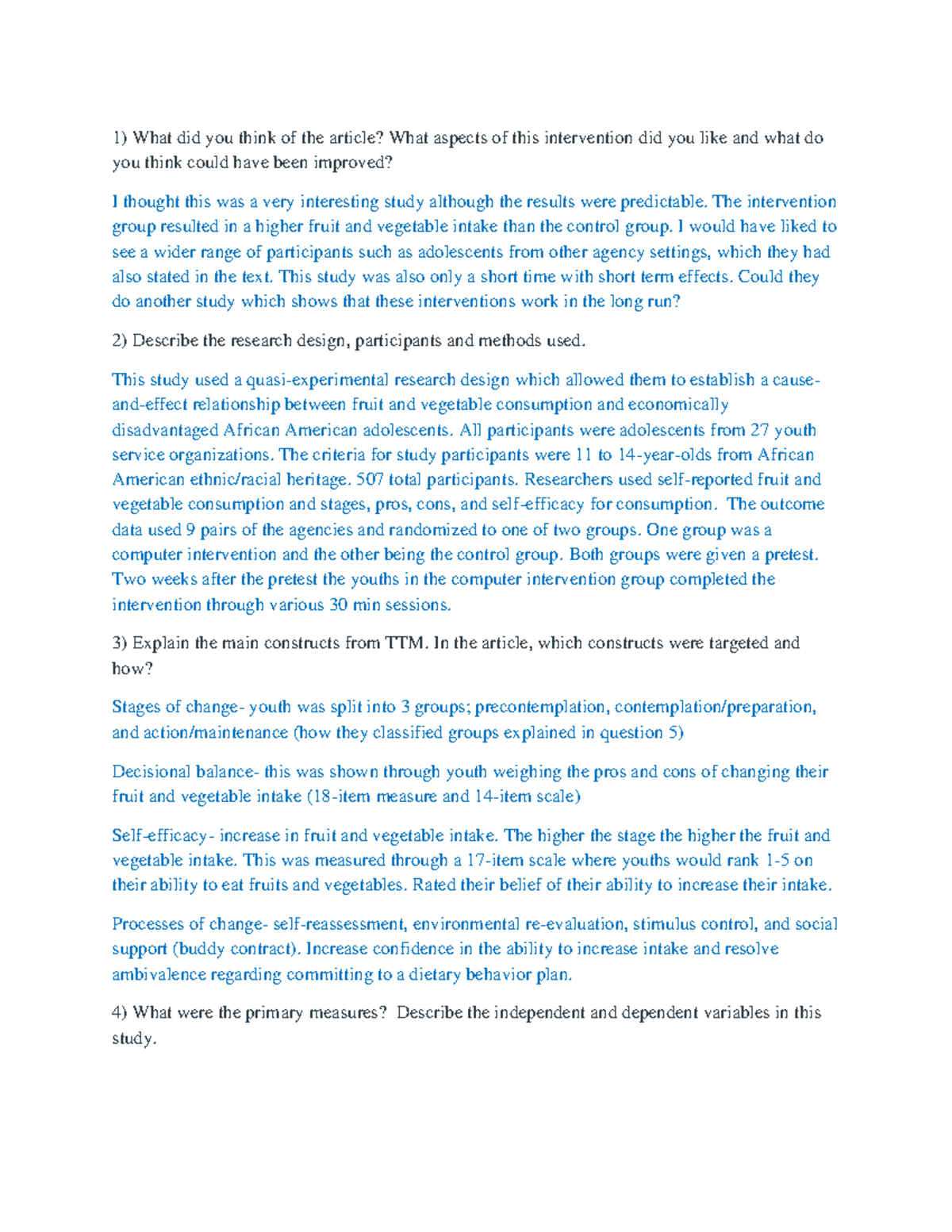 Article Response 2 - What did you think of the article? What aspects of ...