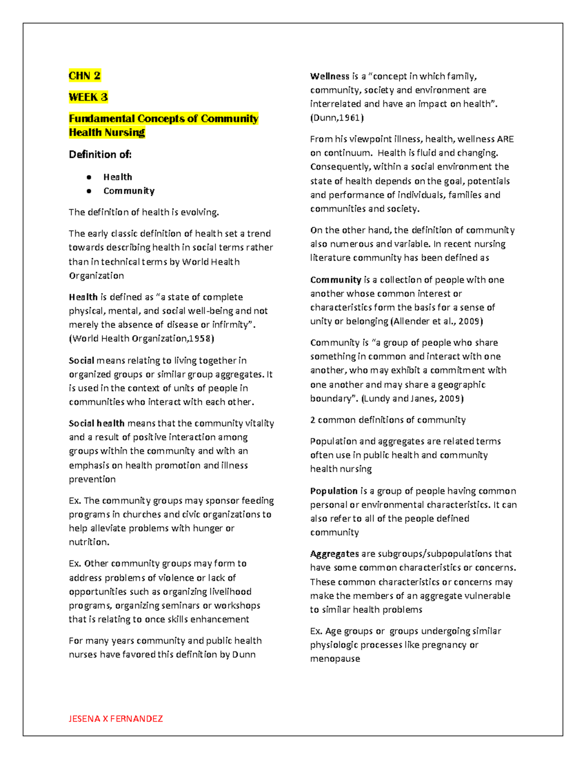 CHN 2 WEEK 3 - Community health nursing - CHN 2 WEEK 3 Fundamental ...