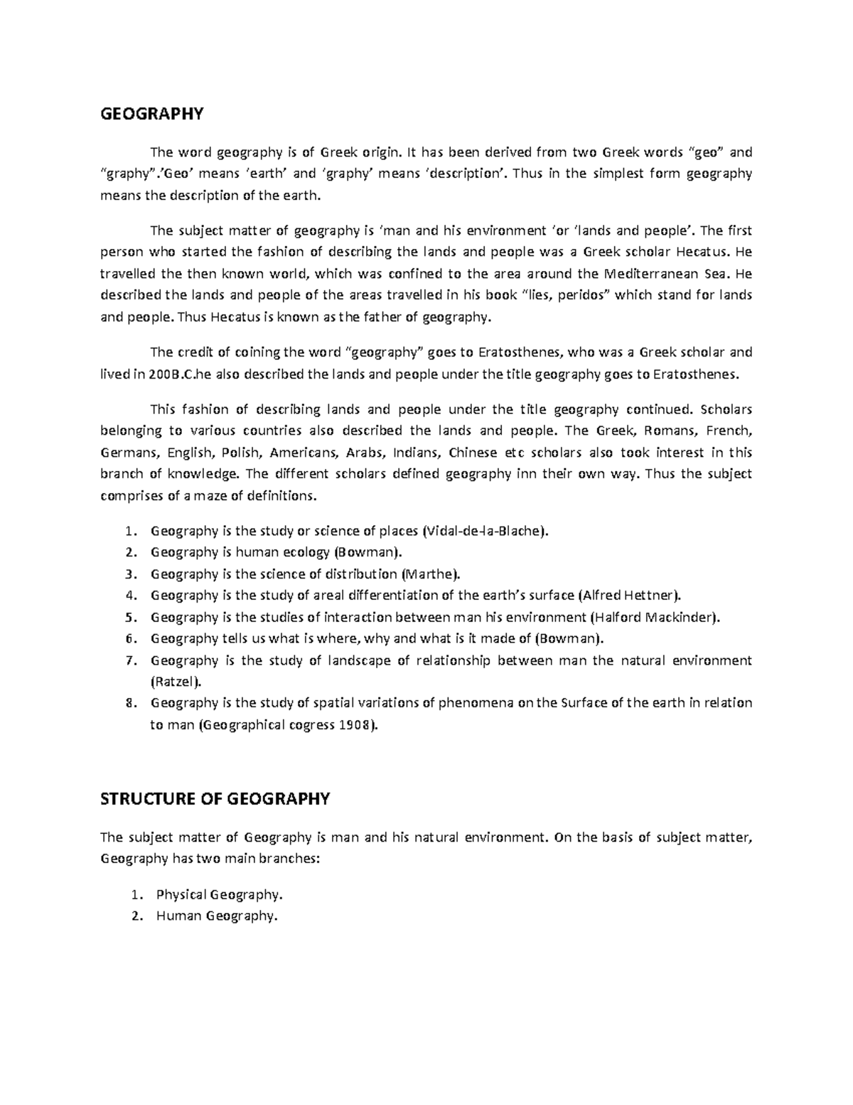 Geography-2 - Geography-2 - GEOGRAPHY The word geography is of Greek ...