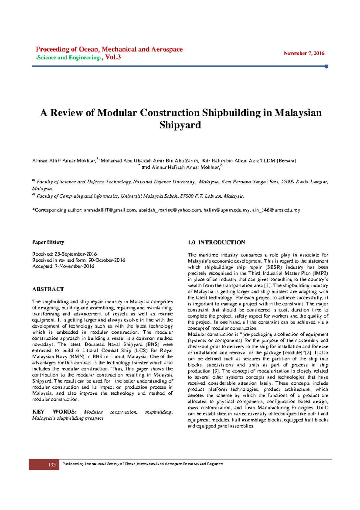 A Review of Modular Construction Shipbuilding in Malaysian Shipyard ...