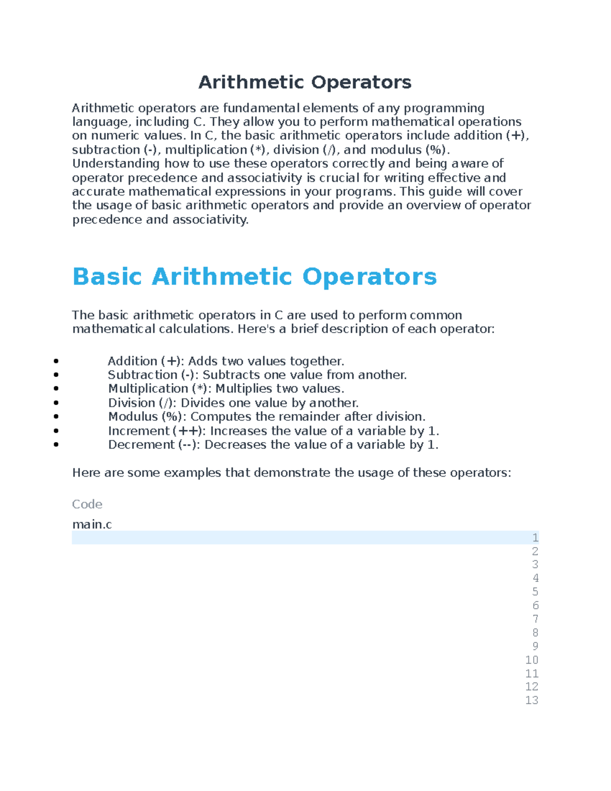 Arithmetic Operators - sadasdasdas - Arithmetic Operators Arithmetic operators are fundamental ...