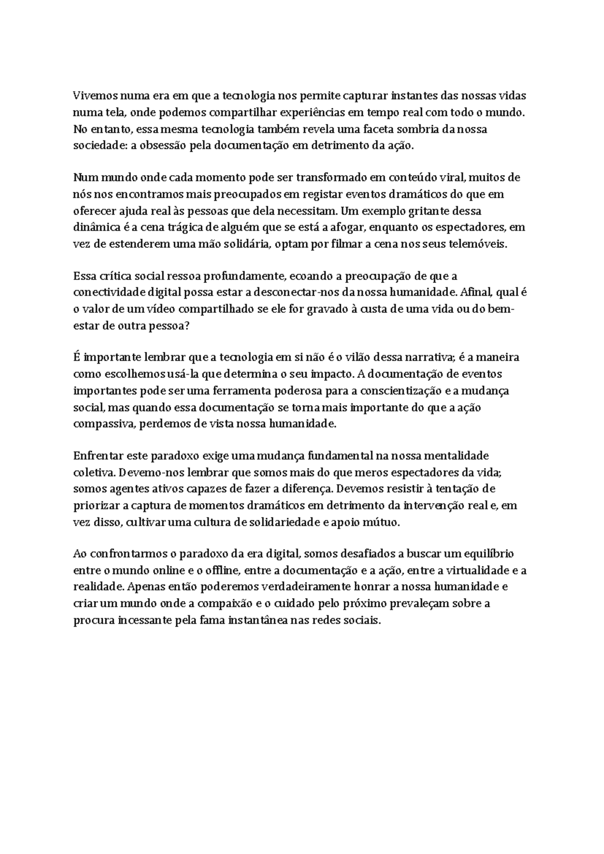 Documento 1 - Apreciação crítica de um cartoon - Vivemos numa era em ...