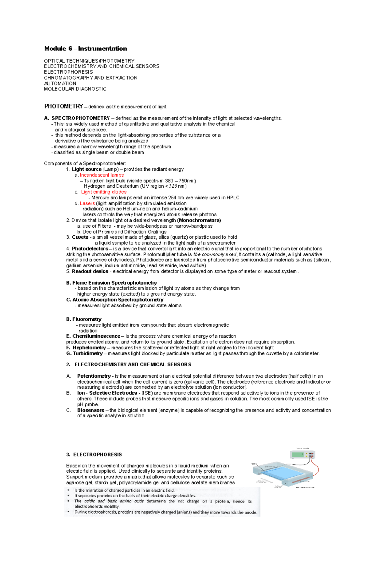 Module 6- Instrumentation - Module 6 – Instrumentation OPTICAL ...