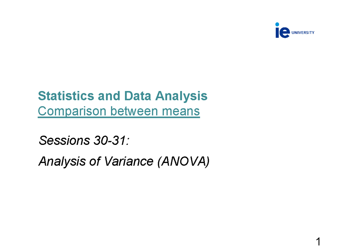 Slides Anova - Statistics and Data Analysis Comparison between means ...