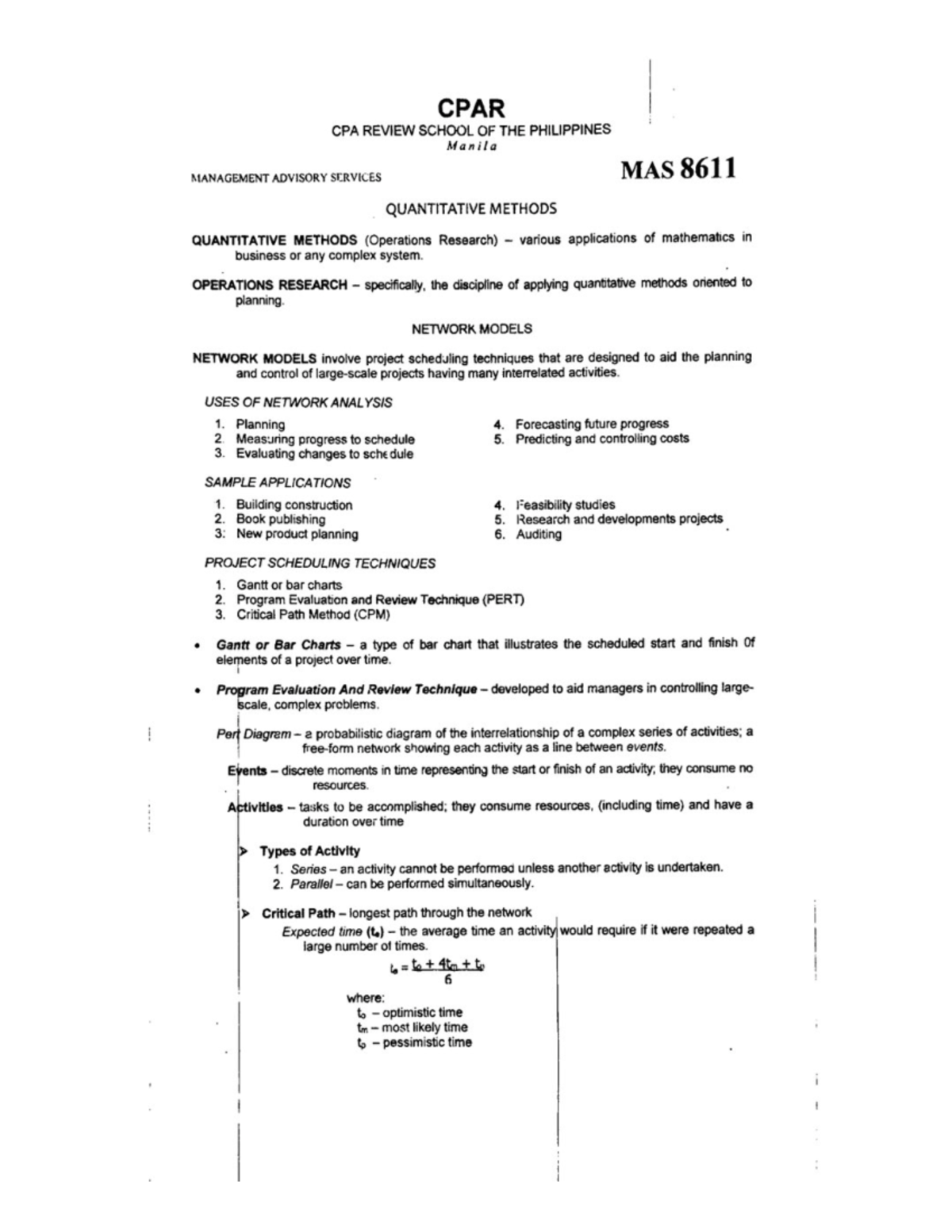 MAS Quantitative Methods - Management Accounting - Studocu