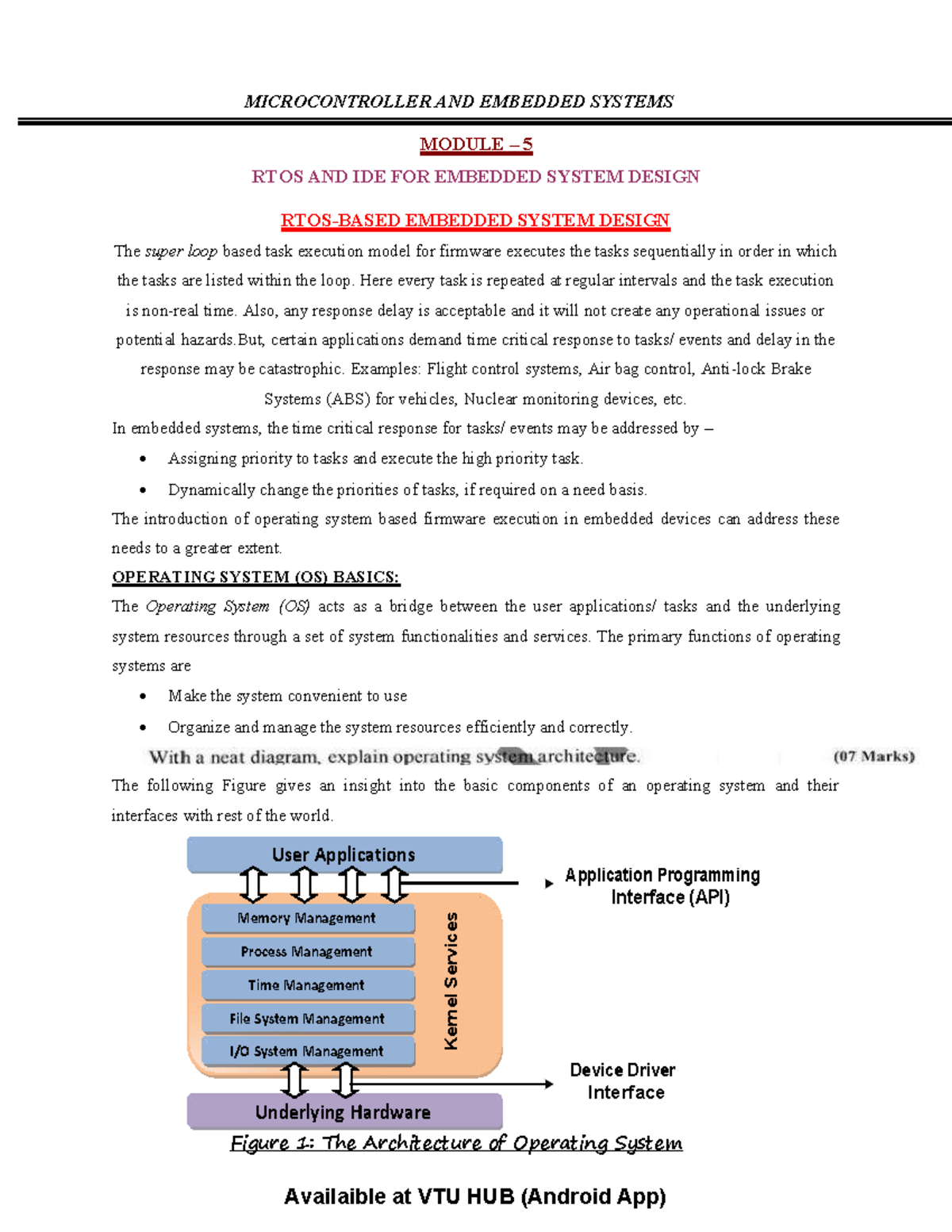 2873 1696747161596 - Notes - 18CS MODULE – 5 RTOS AND IDE FOR EMBEDDED ...