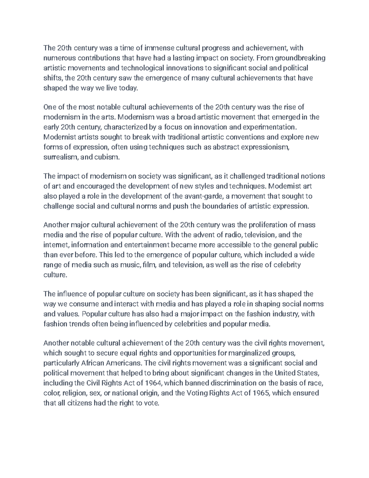 The most remarkable cultural achievements of the 20th century and their ...