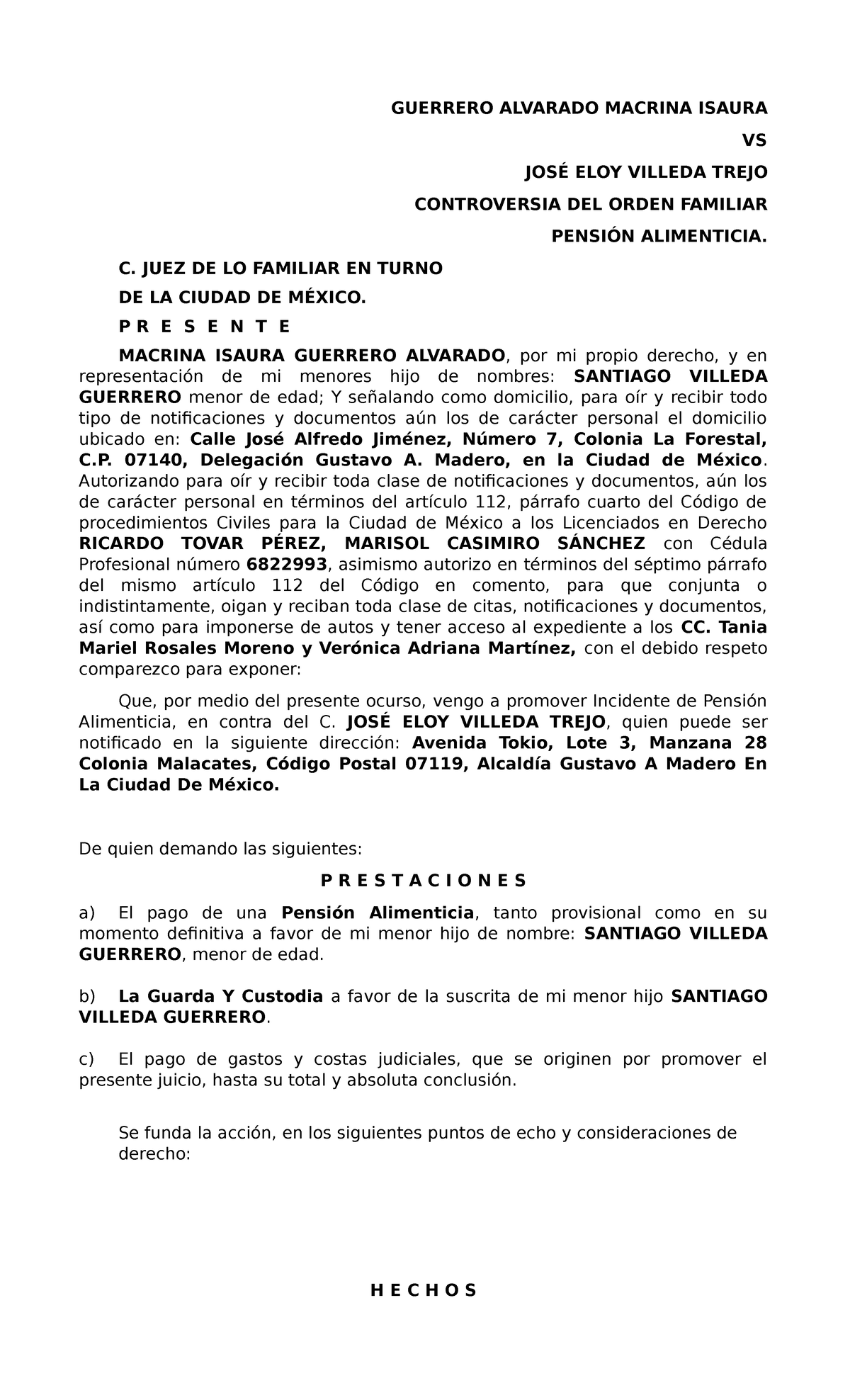 Pensión Isaura - indefinido - GUERRERO ALVARADO MACRINA ISAURA VS JOSÉ ...