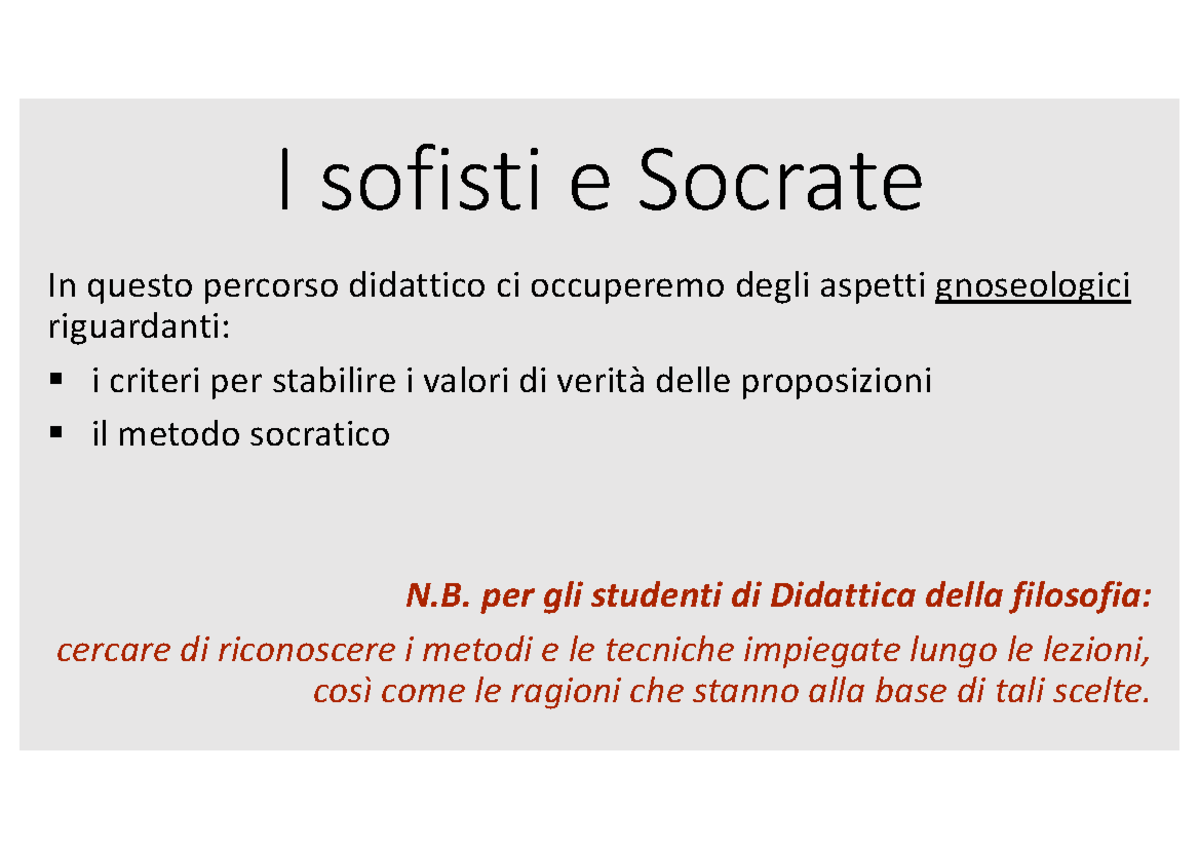Didattica della filosofia - Socrate e i sofisti - Warning: TT: undefined function: 32 Warning ...