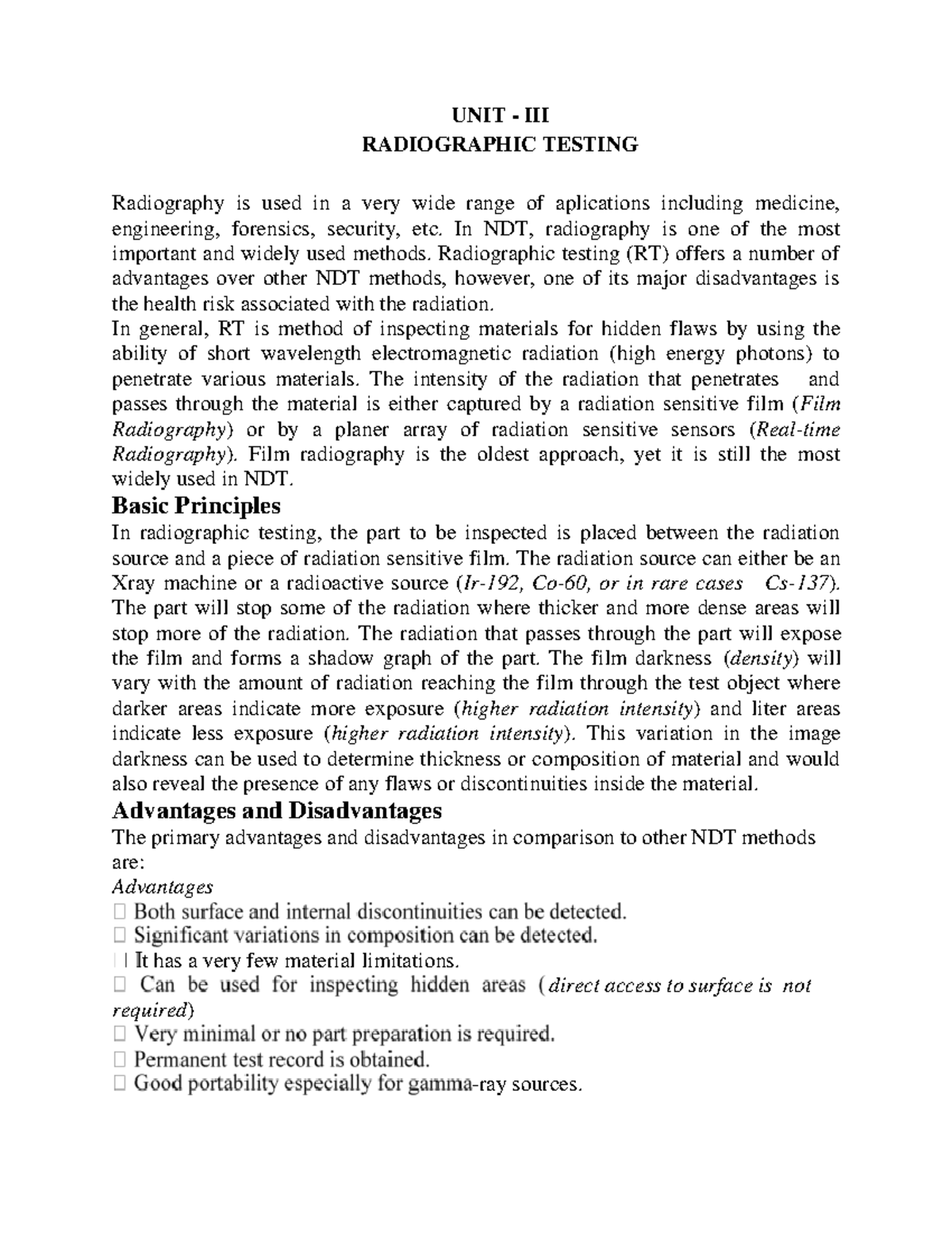 Radiographic Testing notes - UNIT - III RADIOGRAPHIC TESTING ...
