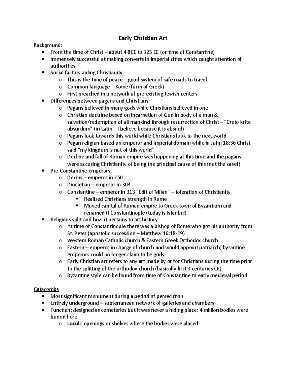 Early Christian Art Lecture Notes - Early Christian Art Background ...