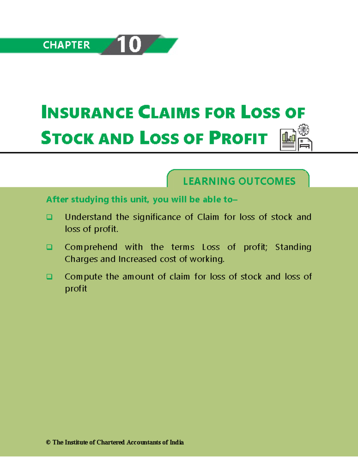 Insurance Claims for Loss of Stock and Loss of Profit - LEARNING ...