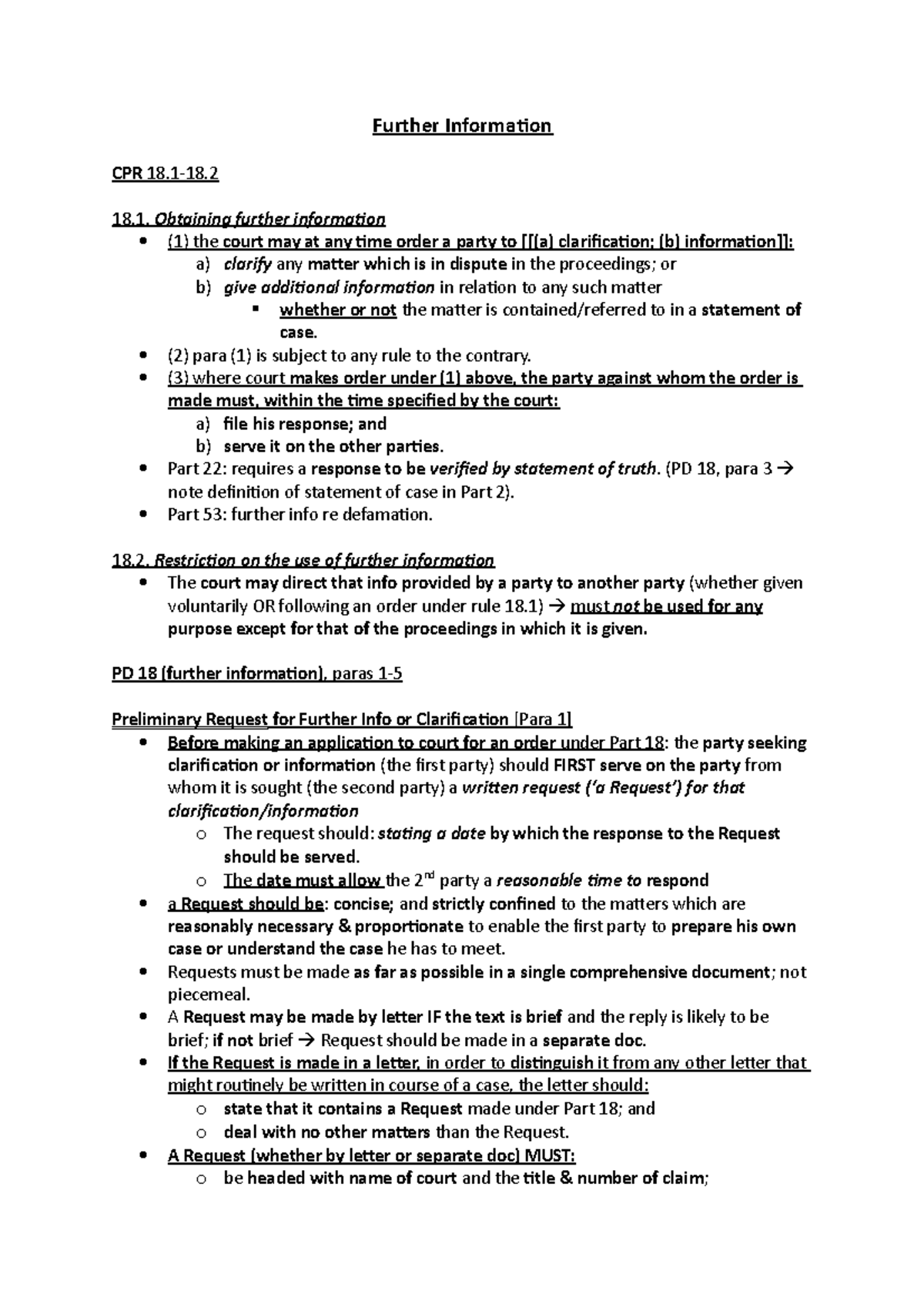 Further information - Further Information CPR 18-18. 18, Obtaining ...