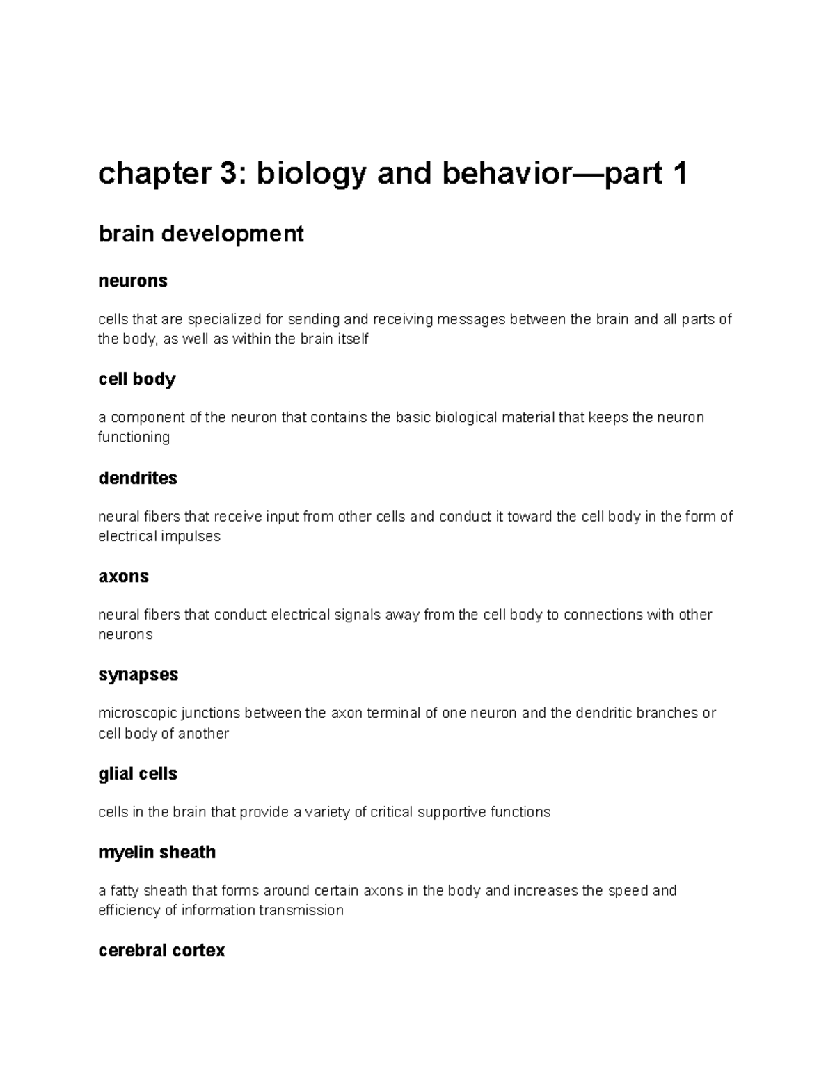 Chapter 3 biology and behavior—part 1 - Studocu