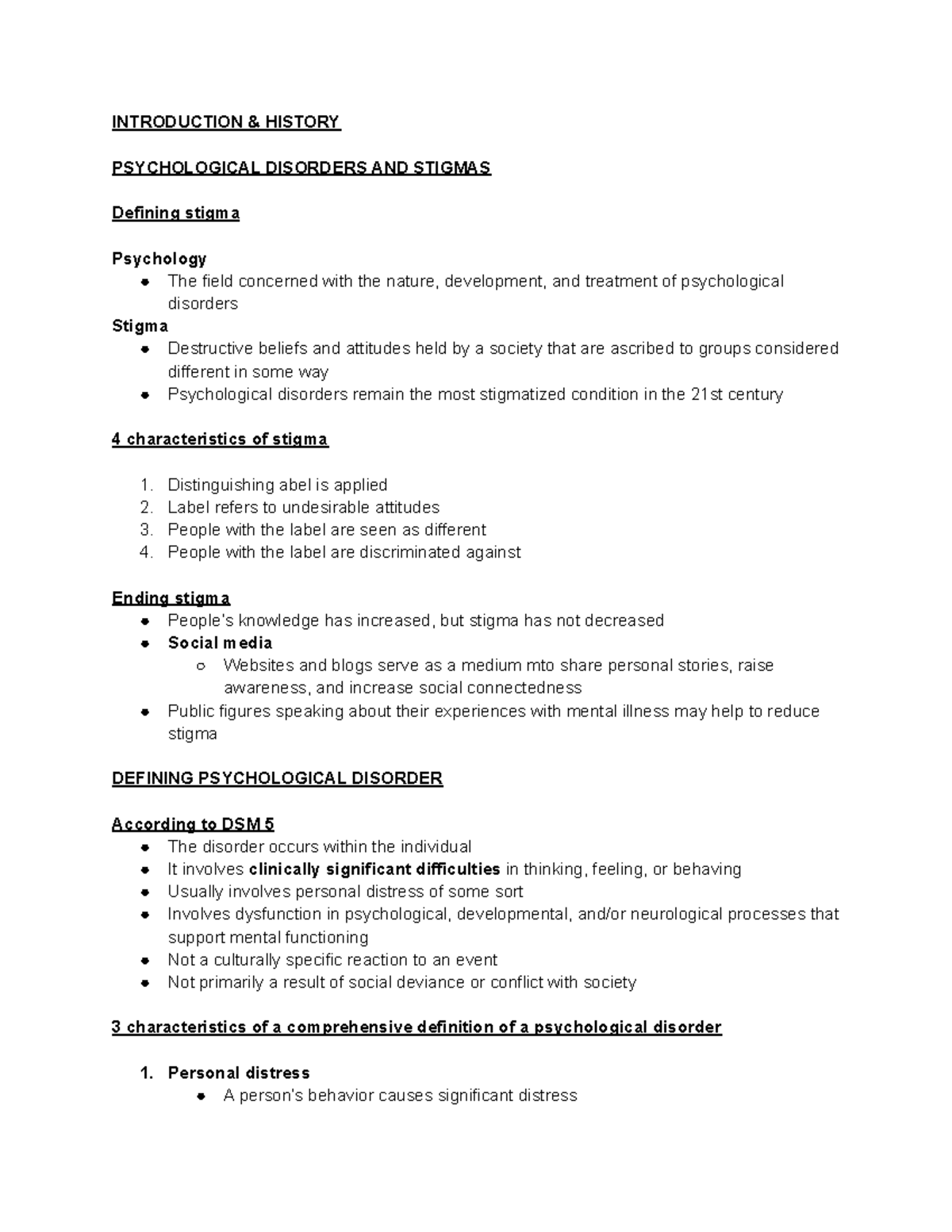 Introduction & History - Abnormal Psych - INTRODUCTION & HISTORY ...