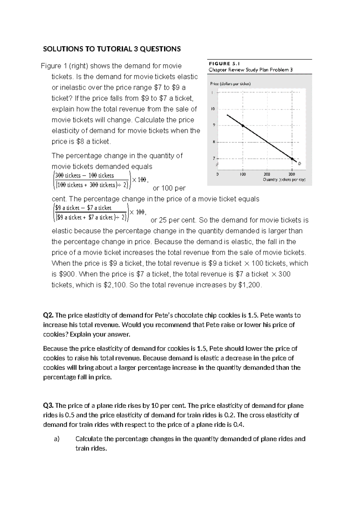 Solutions TO Tutorial 3 Questions-1 - SOLUTIONS TO TUTORIAL 3 QUESTIONS Figure 1 (right) shows ...