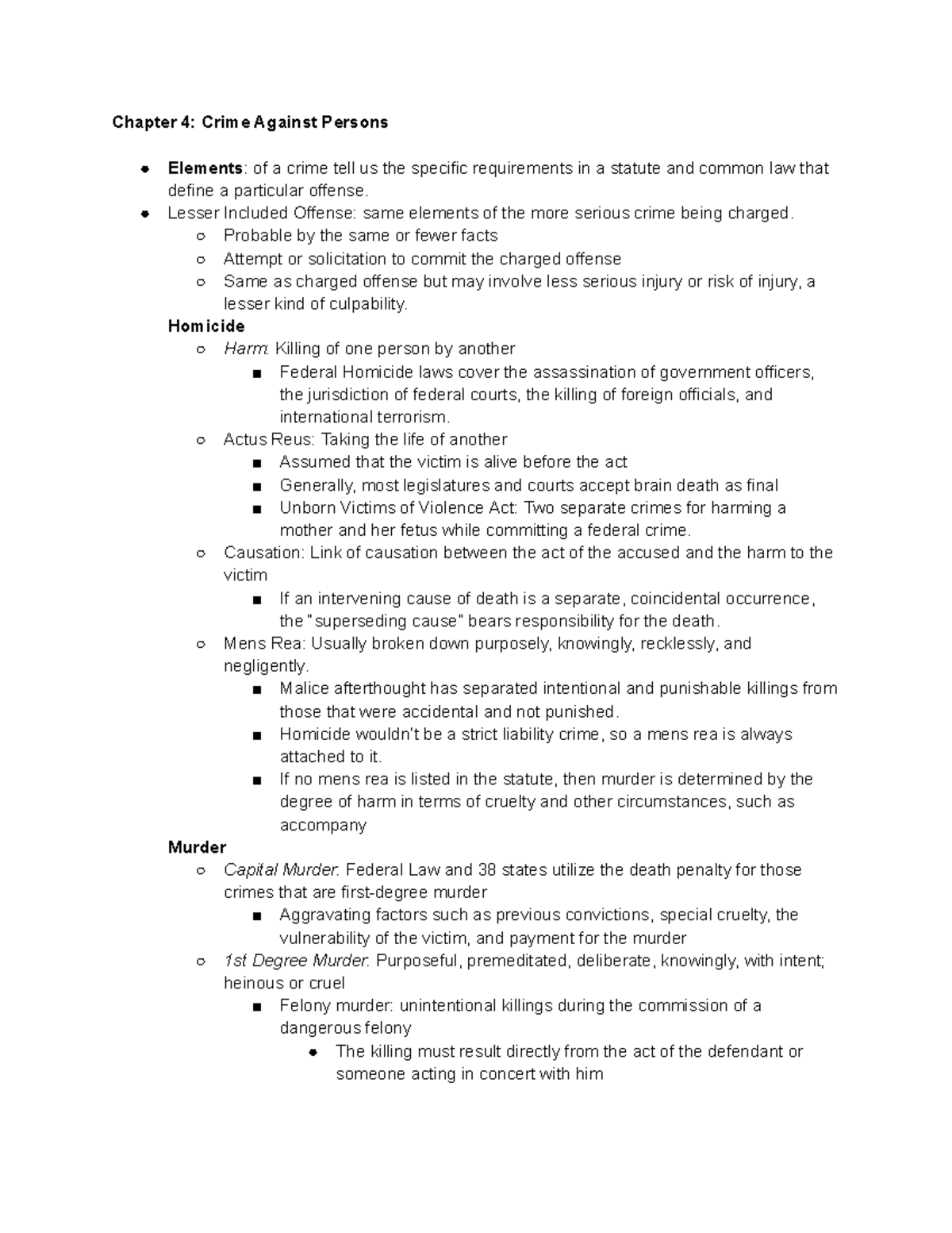 Chapter 4 Crimes Against Persons - Chapter 4: Crime Against Persons ...