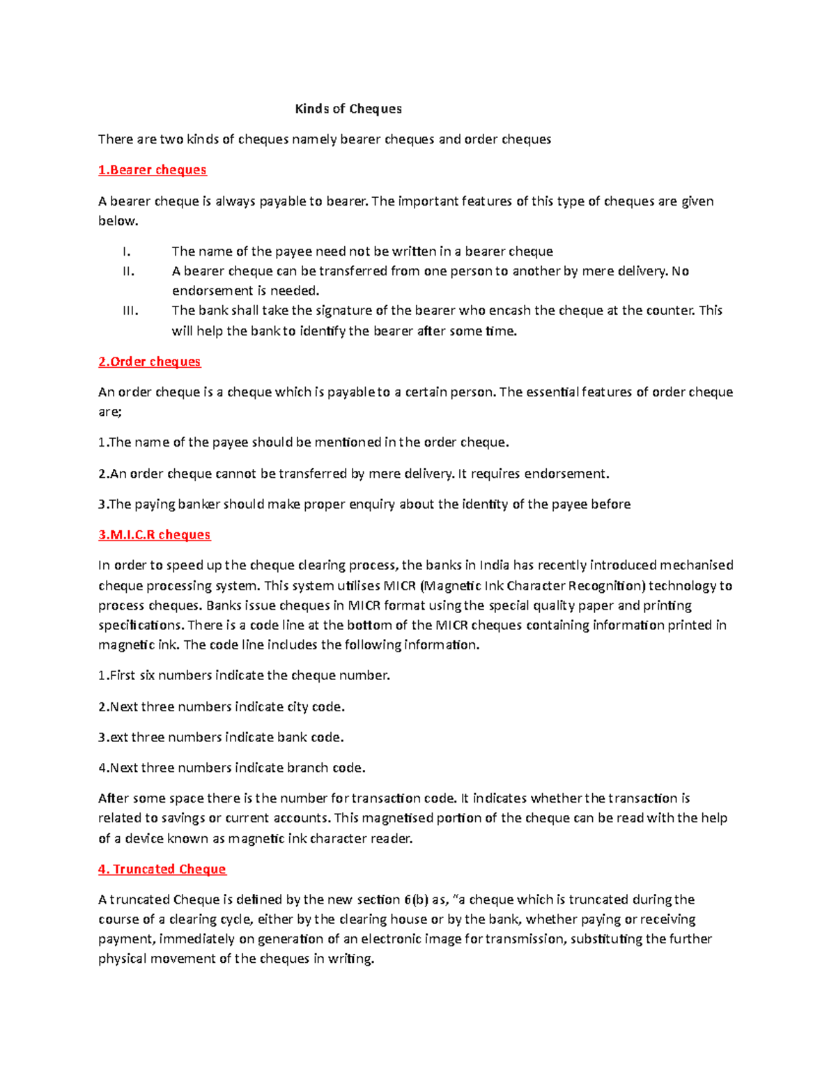 Kinds of chq - Kinds of Cheques There are two kinds of cheques namely ...