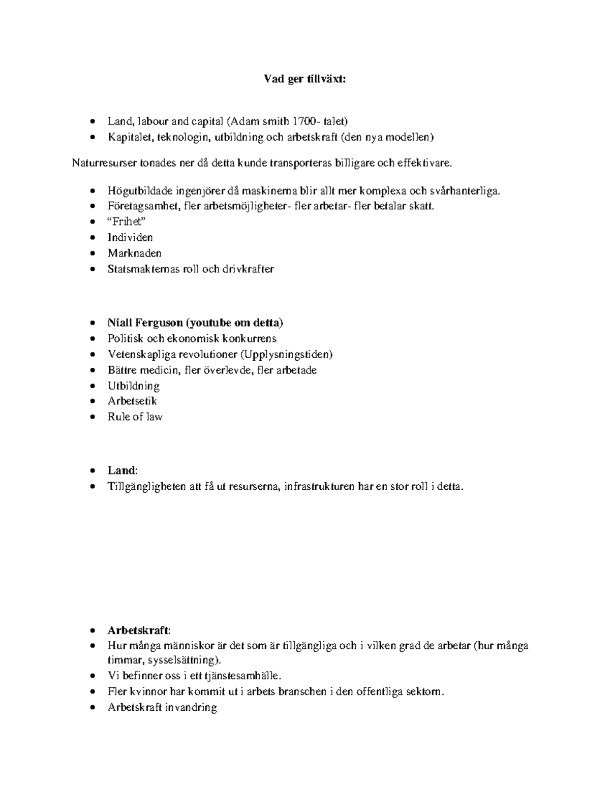 hur skapas tillväxt - Vad ger tillväxt: Land, labour and capital (Adam ...