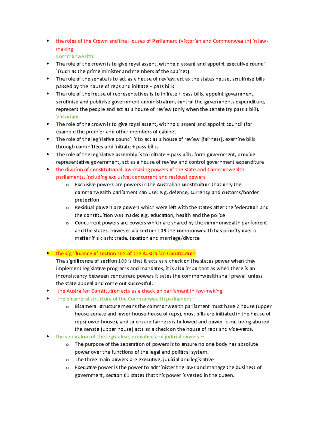 Unit 4 aos 1 - unit 4 aos 1 notes - the roles of the Crown and the ...