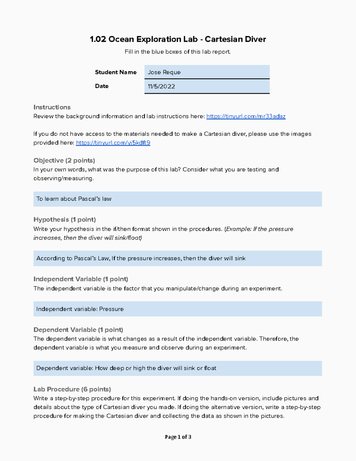 Copy of 1.02 Lab Report Template Rev 2022 - 1 Ocean Exploration Lab ...
