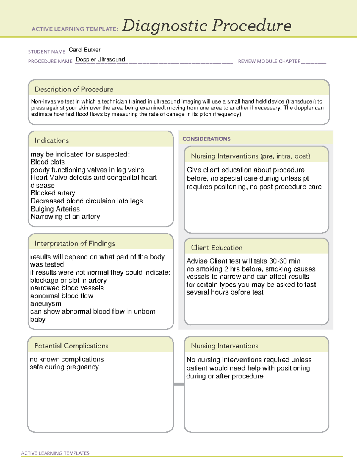Diagnostic procedure doppler - ACTIVE LEARNING TEMPLATES Diagnostic ...