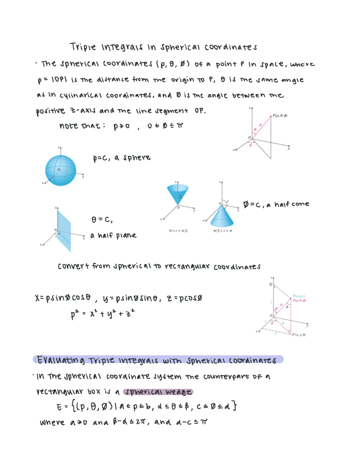 15.8 - Triple Integrals in Spherical Coordinates - Triple integrals in ...