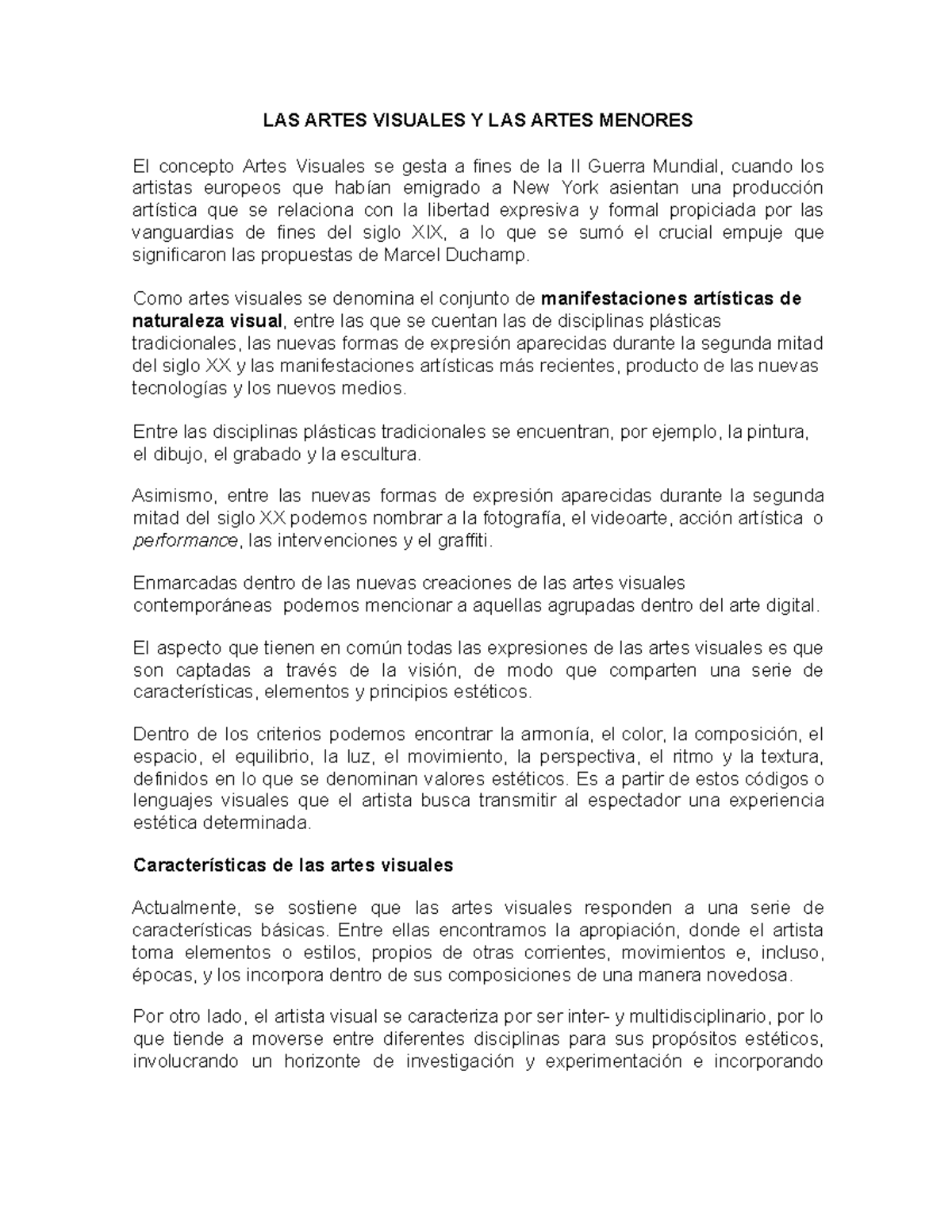 LAS Artes Visuales Y LAS Artes Menores - LAS ARTES VISUALES Y LAS ARTES ...