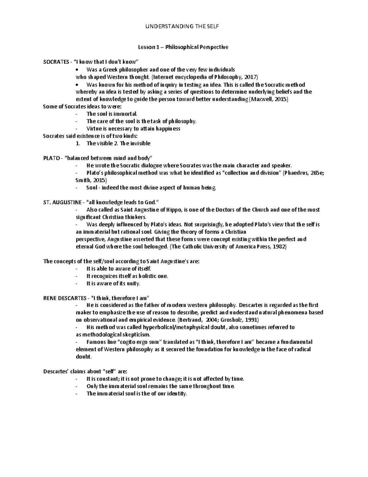 UNDERSTANDING THE SELF - PRELIMS TO FINALS - UNDERSTANDING THE SELF ...