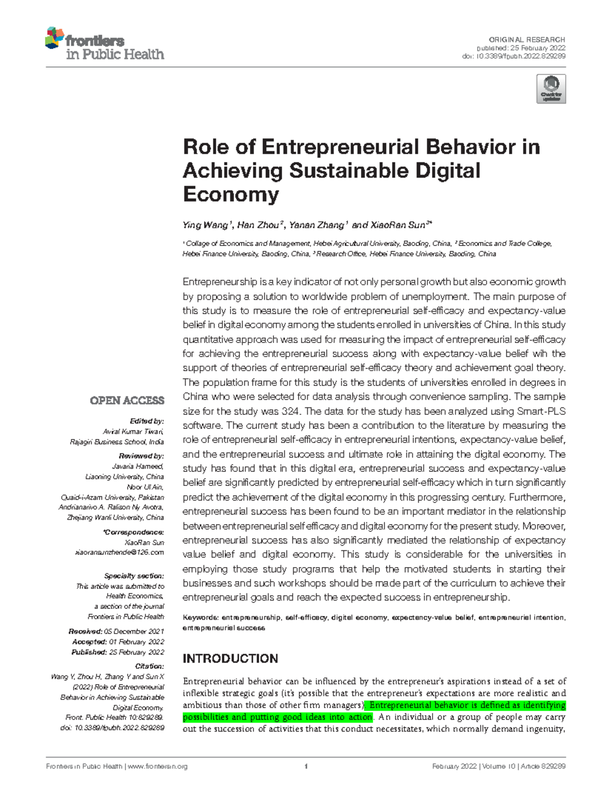 Role of Entrepreneurial Behavior in Achieving Sustainable Digital ...